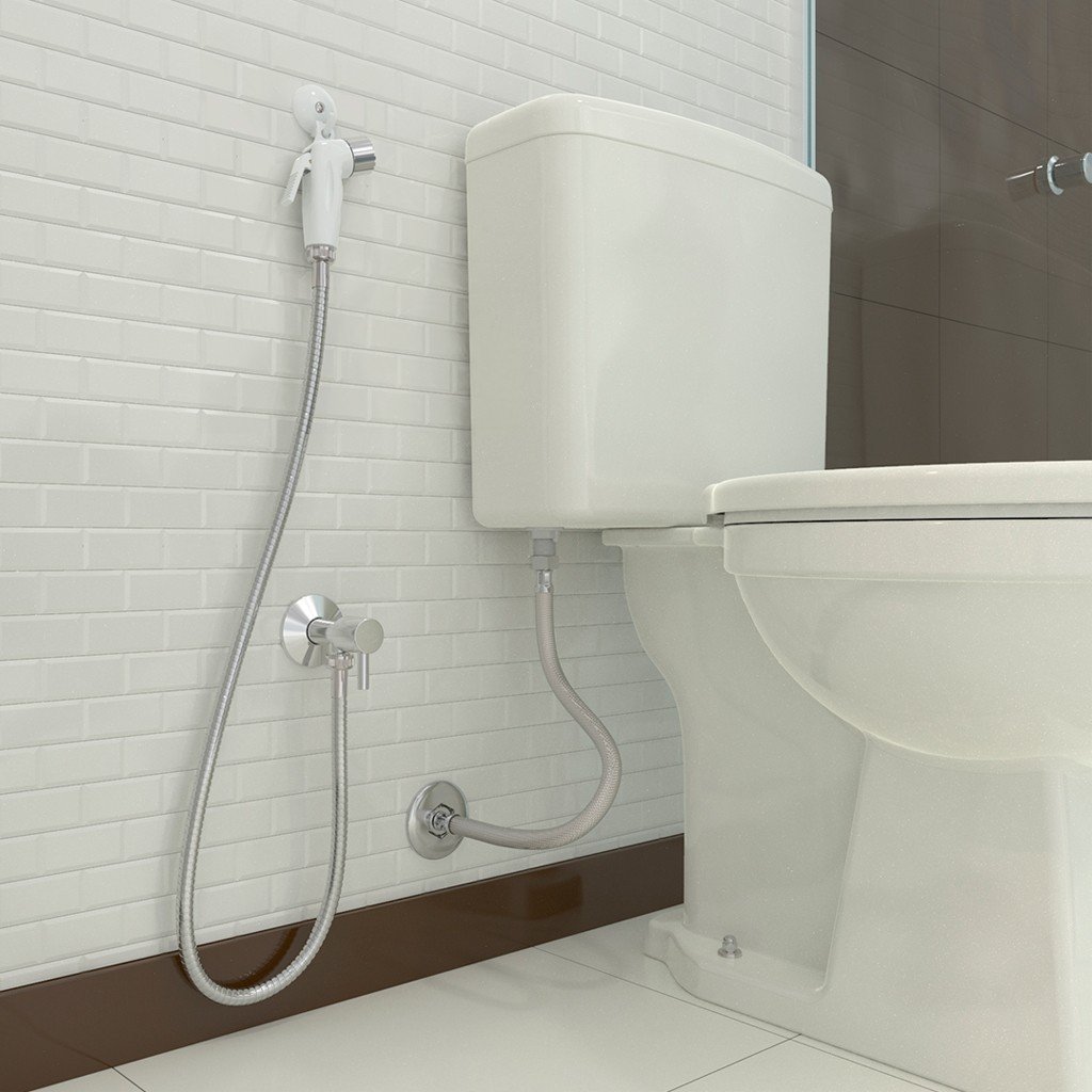 Ducha Higiênica Blukit Com Registro e Flexível De 1,20m Branco Cromado