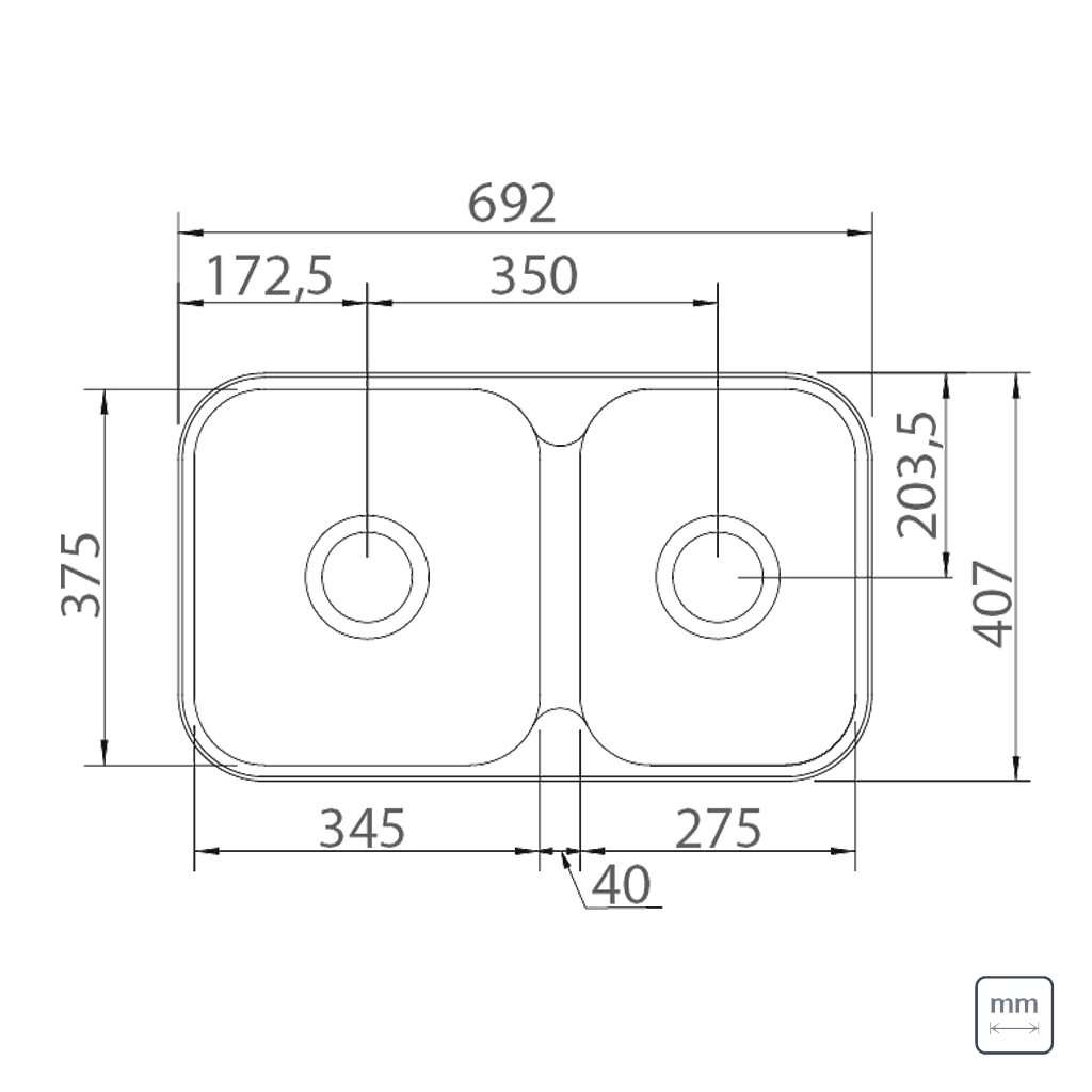 Cuba Tramontina Isis 2C 34-28 BS 69x40 Inox Acetinado | Copalux