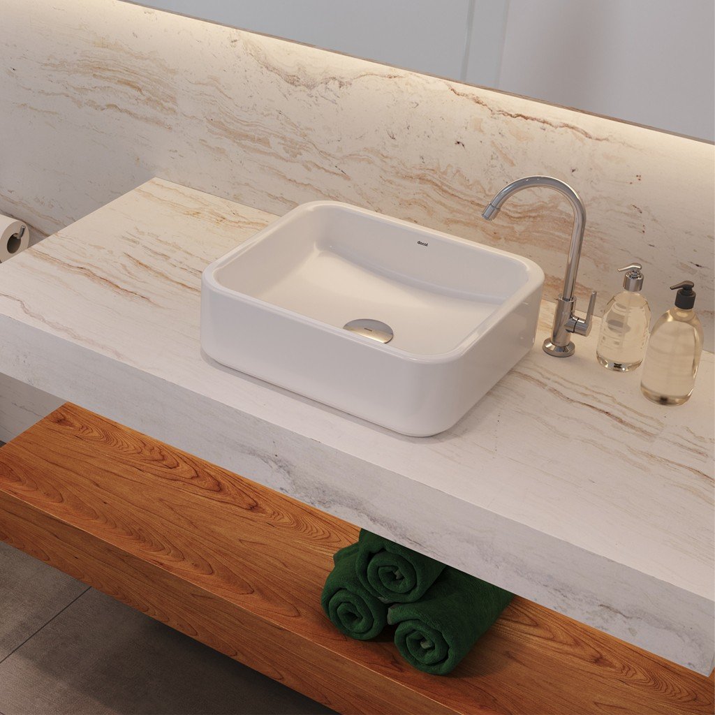 Cuba de Apoio Retangular Docol Luxo 40x35 Branca Esmaltada